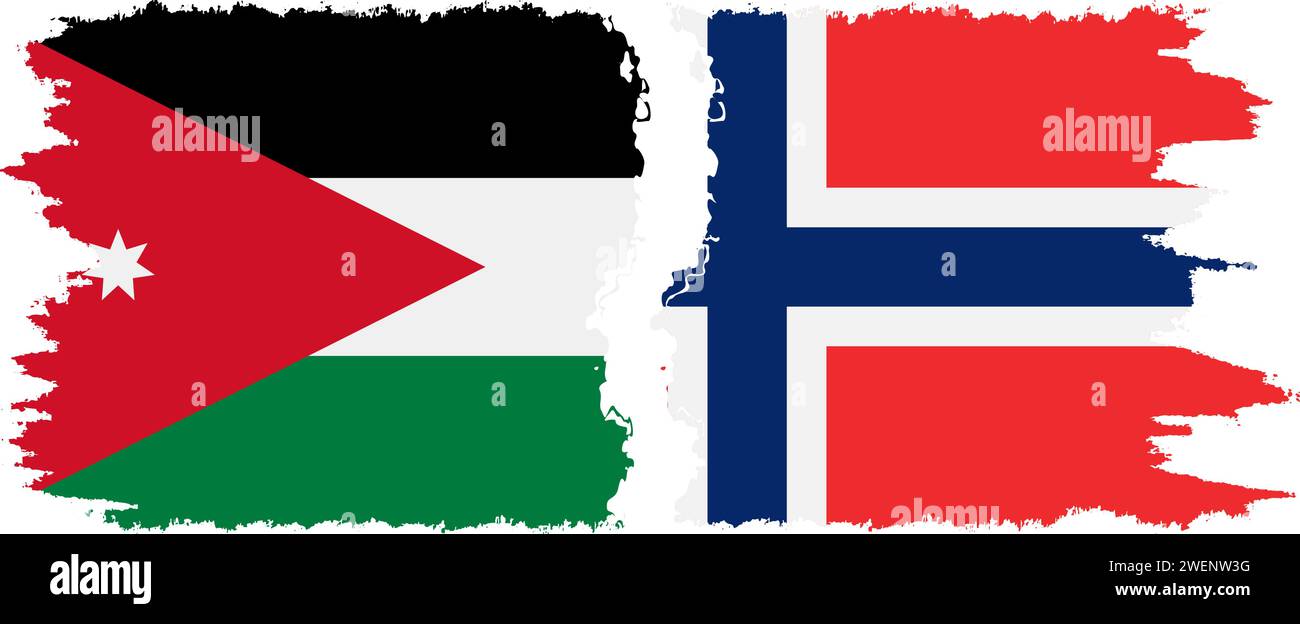 Norway and Jordan grunge flags connection, vector Stock Vector Image ...