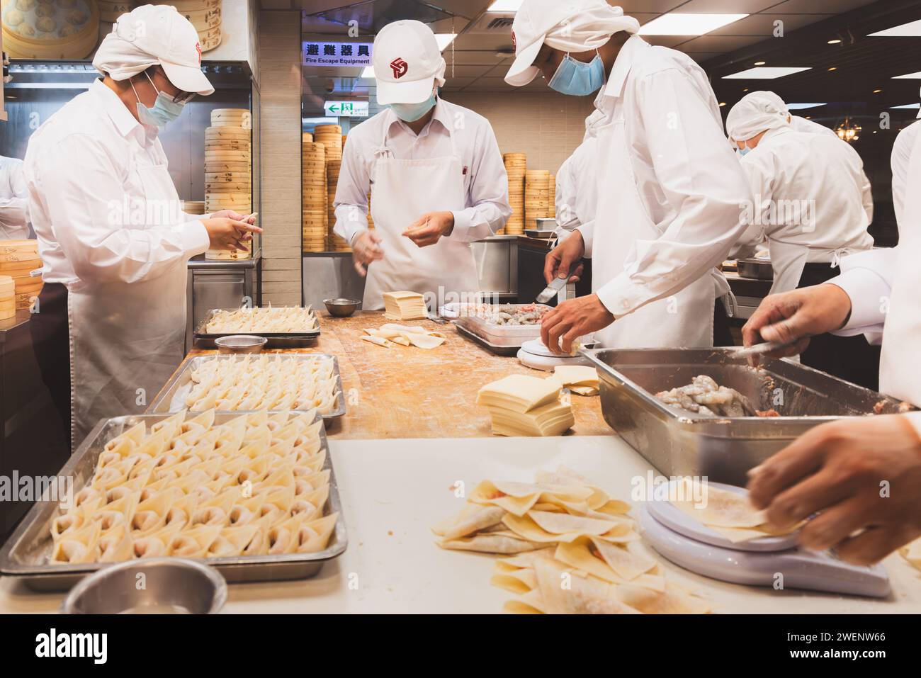Taipei, Taiwan - October 1, 2023: Food prep at a restaurant kitchen as ...