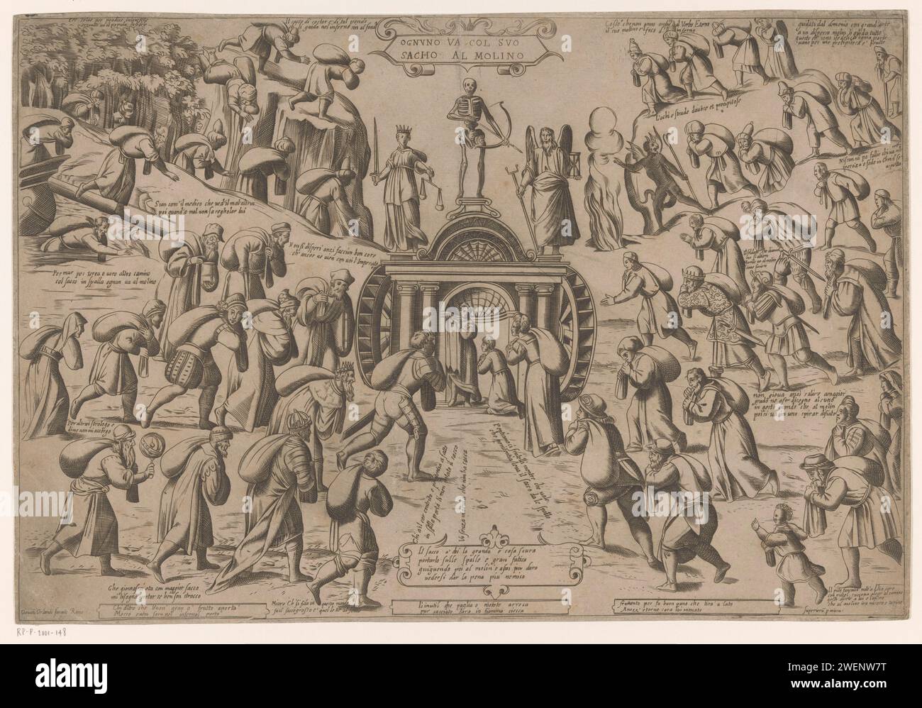 Everyone bears his burden to the mill, Anonymous, c. 1590 - 1613 print ...