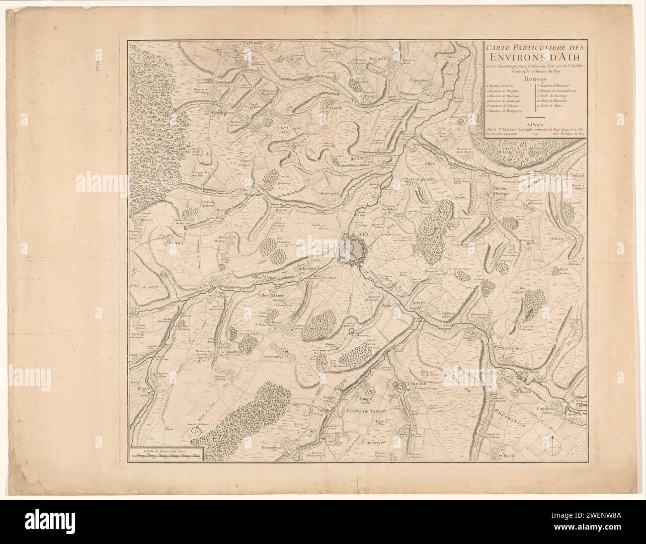 Map of Aat and its surroundings, Anonymous, 1745 print Map of Aat and ...