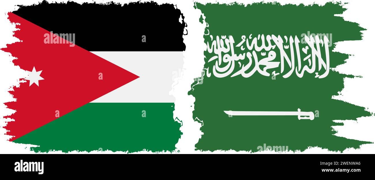 Saudi Arabia and Jordan grunge flags connection, vector Stock Vector ...