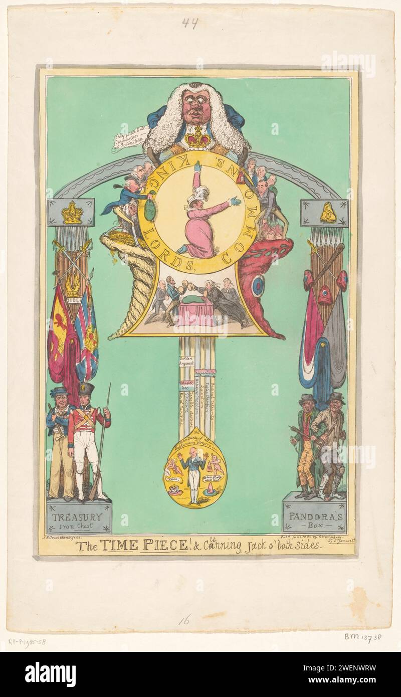 Clock with the queen on the dial, 1820, 1820 print Clock in which the ...