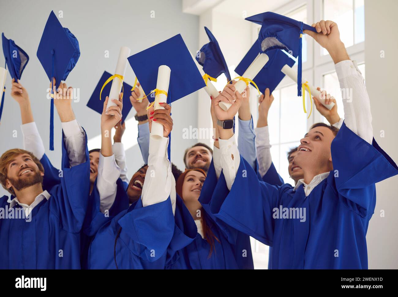 Graduation happy student ceremony formal event, young people wearing ...