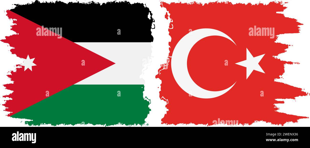 Turkey and Jordan grunge flags connection, vector Stock Vector Image ...