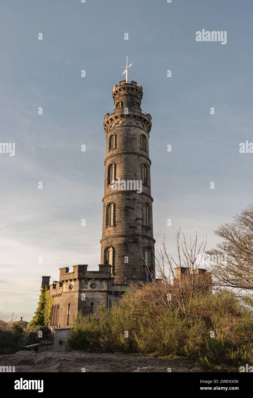 Edinburgh, Scotland - Jan 18, 2024 - Bottom-up view of Nelson's ...