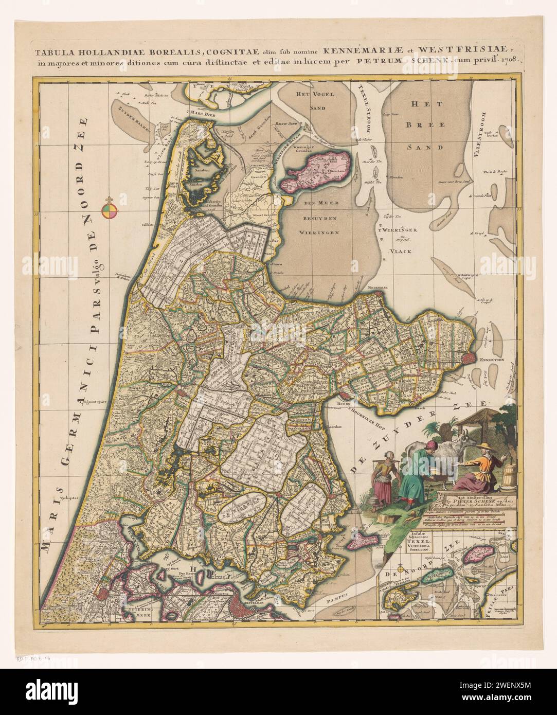 Map of Kennemerland and West-Friesland, Anonymous, 1708 print At the ...