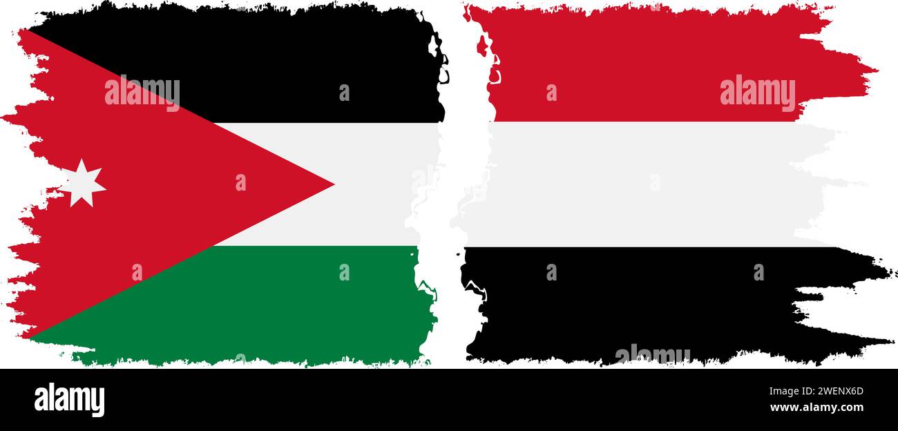 Yemen and Jordan grunge flags connection, vector Stock Vector Image ...