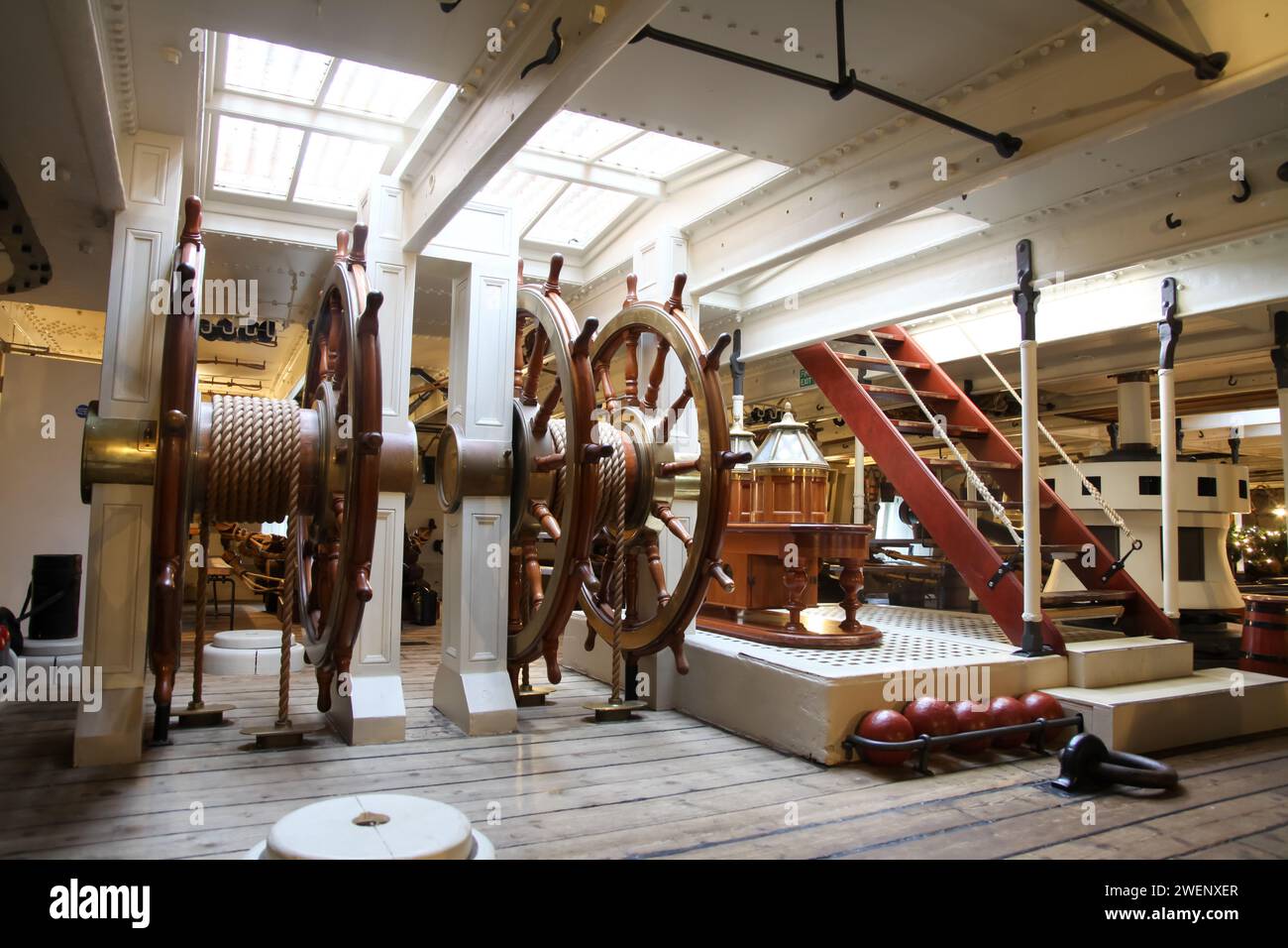 The wheel room house onboard the HMS Warrior, Portsmouth Historic ...