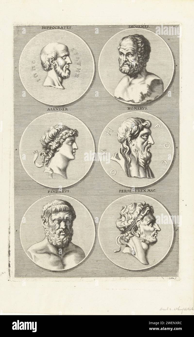 Six coins with portraits of men from the antique: Letter BL F, Richard ...