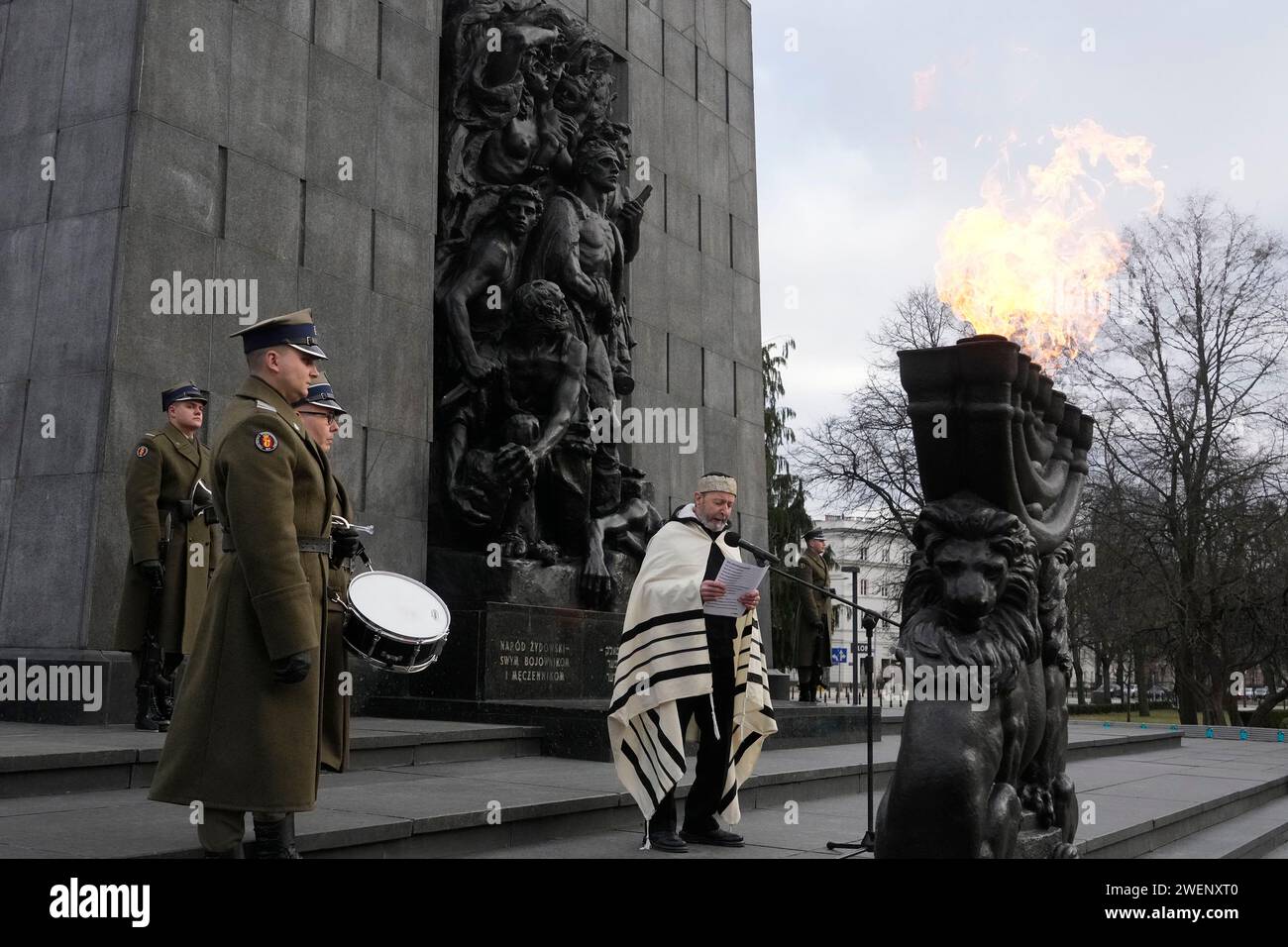 A rabbi say prayers on the eve of the 79th anniversary of the ...