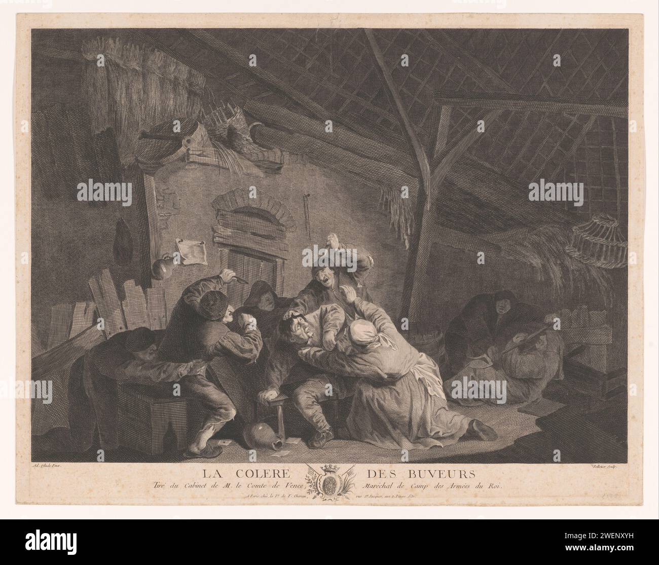 Inn interior with fighting men, 1746 - 1780 print paper engraving ...