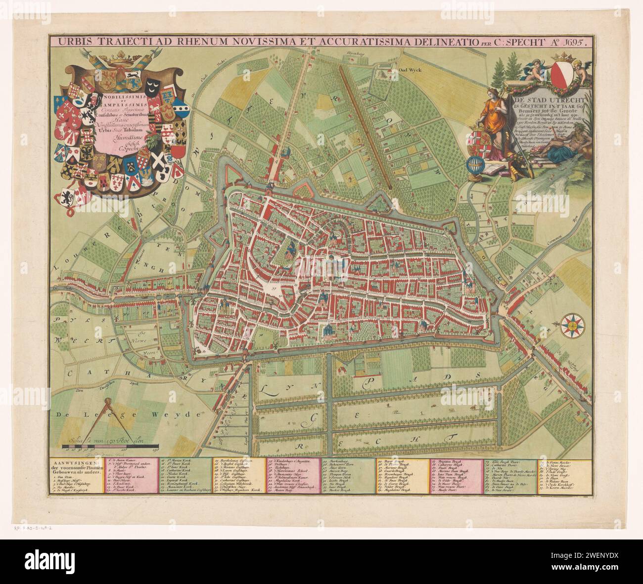 Map of the city of Utrecht, Jan van Vianen, 1695 print Map in a ...