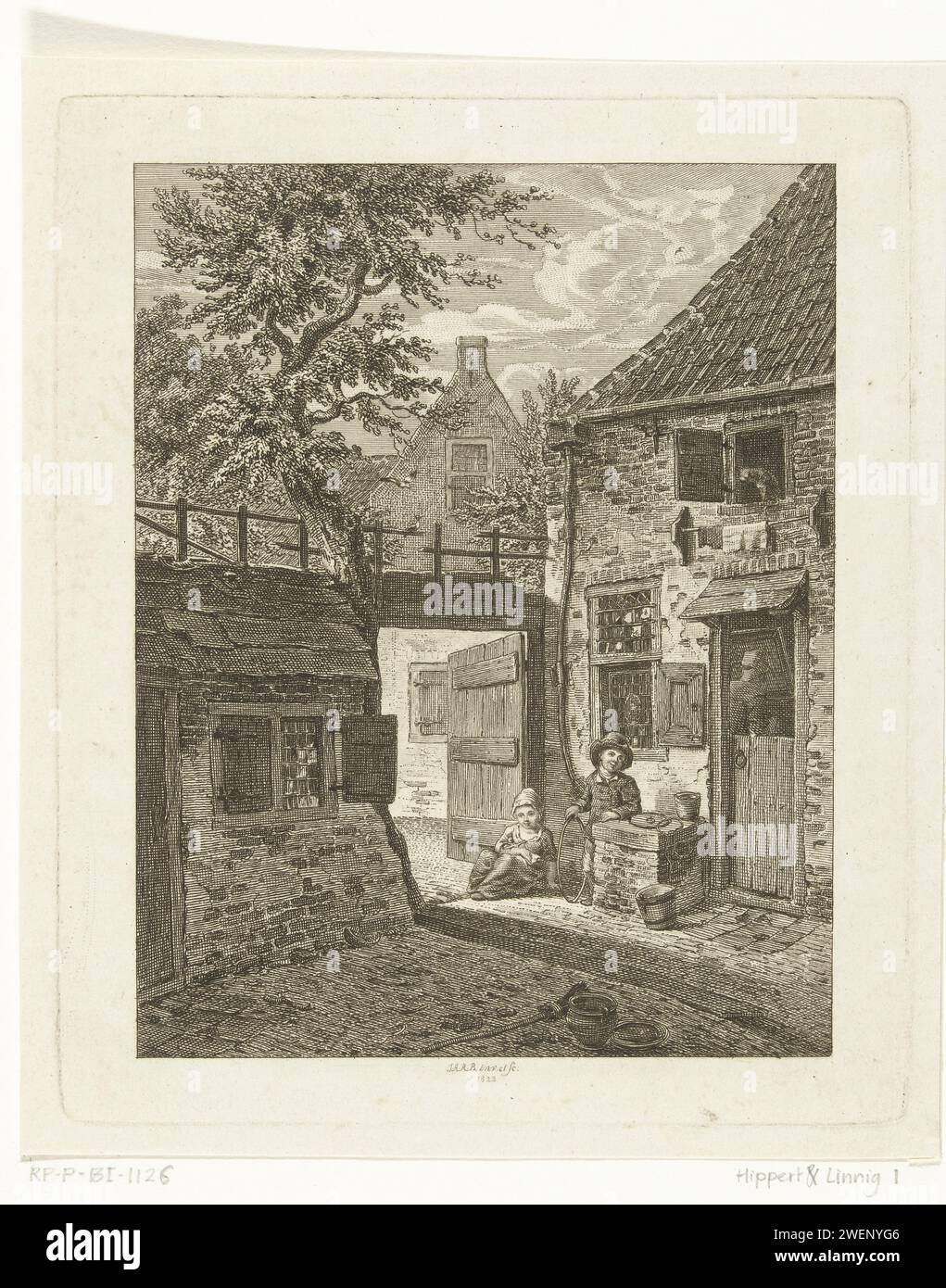 Courtyard with boy and girl at Waterput, Johannes Alexander Rudolf Best ...