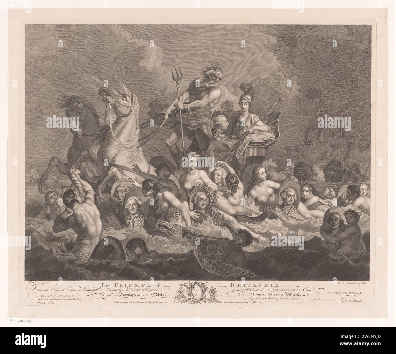 Allegory of the British navy and the victory on the French fleet, Simon ...