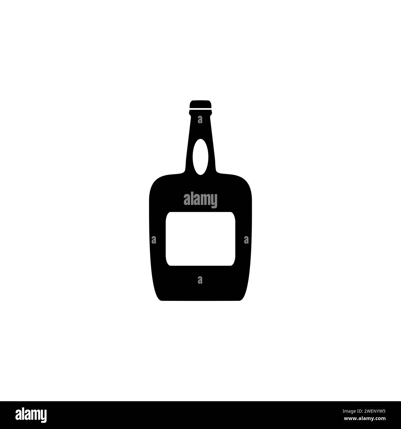 Glass Bottle of Alcohol Drink, Whiskey, Bourbon, Liquor, Brandy Cognac flat vector icon. Simple ...