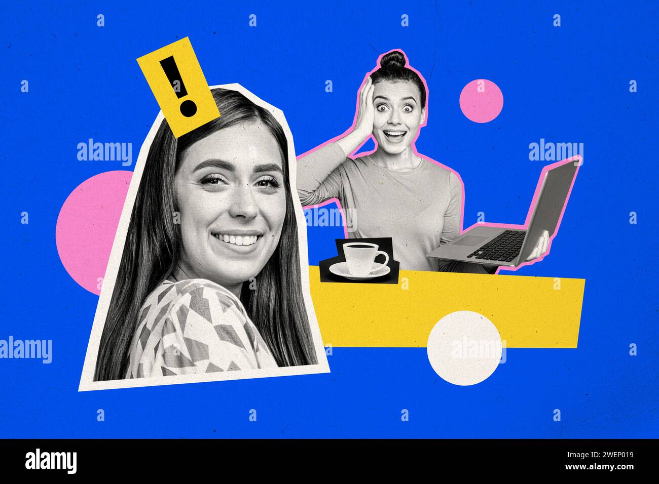 Creative contemporary art collage illustration of funny girl forgot ...