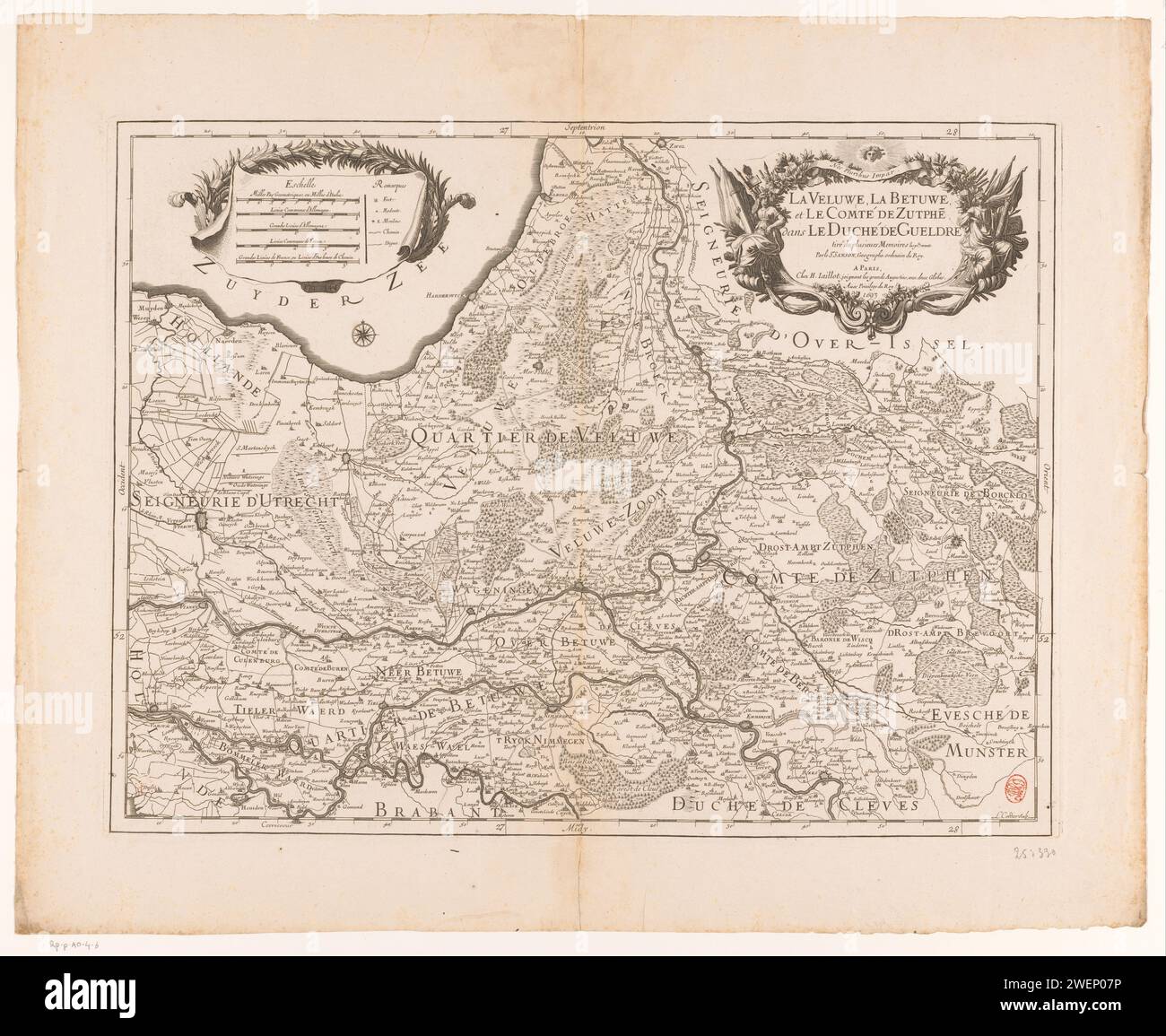 Map of the Veluwe and De Betuwe, Louis Cordier, 1693 print At the top ...