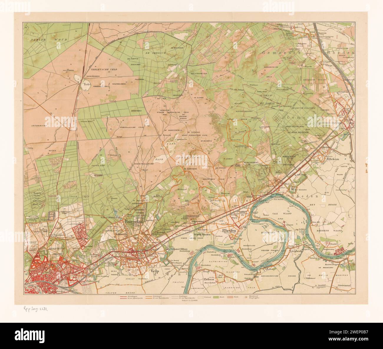 Map of the Arnhem area, Anonymous, 1929 - 1939 print paper maps of ...