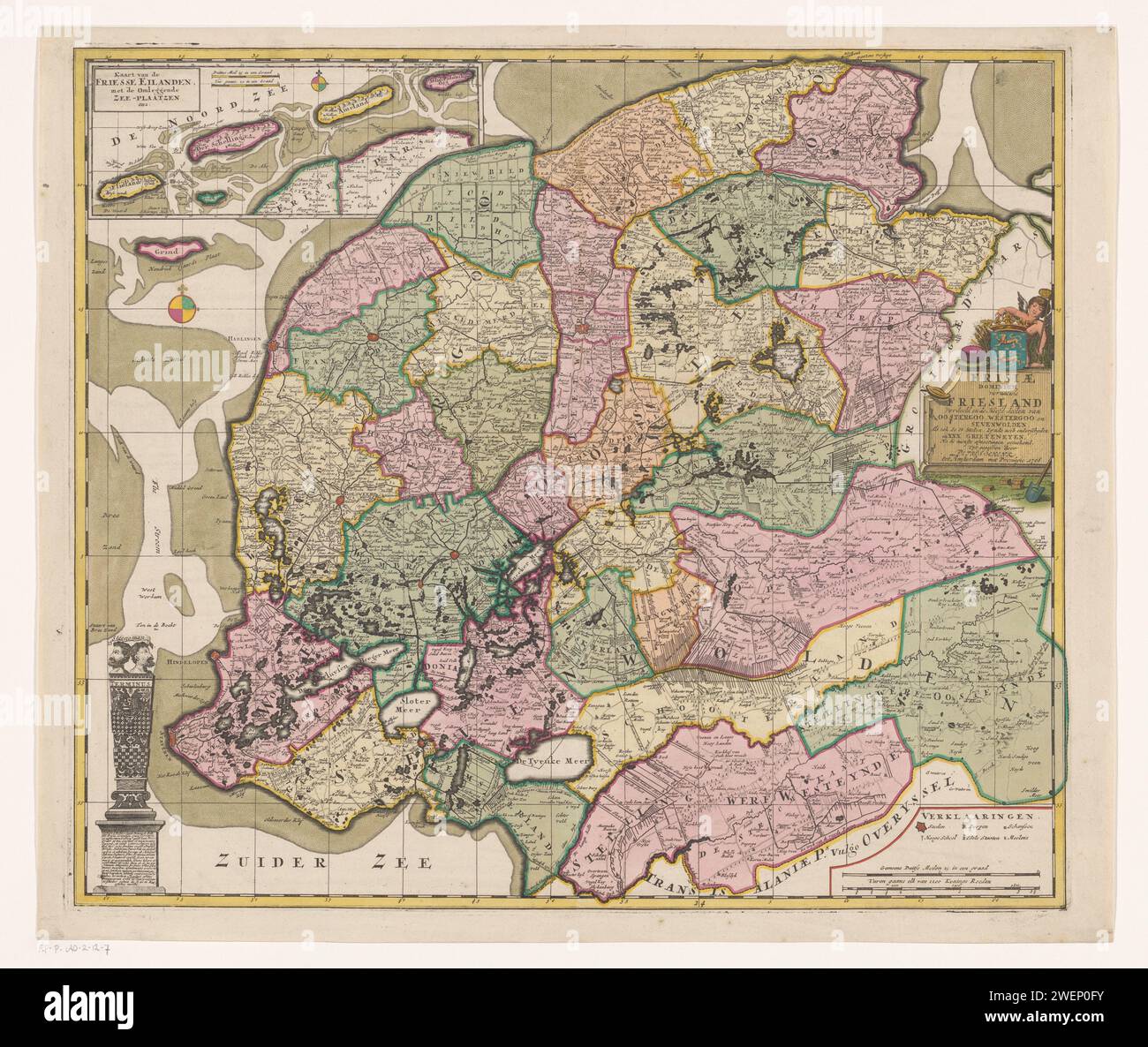 Map of Friesland, 1706 print At the top left of Vlieland, Terschelling ...
