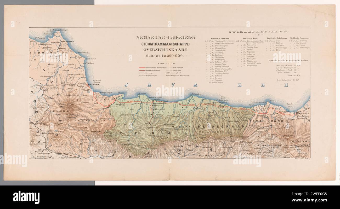 Railway map of the Semarang-Cheribon Steam tram-company, Anonymous, c ...
