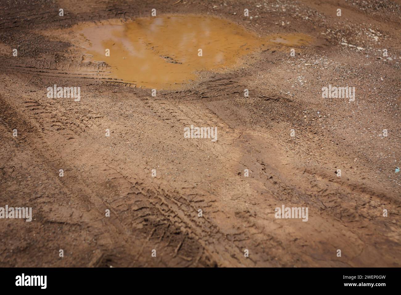 Texture of wheel track on country road Stock Photo - Alamy