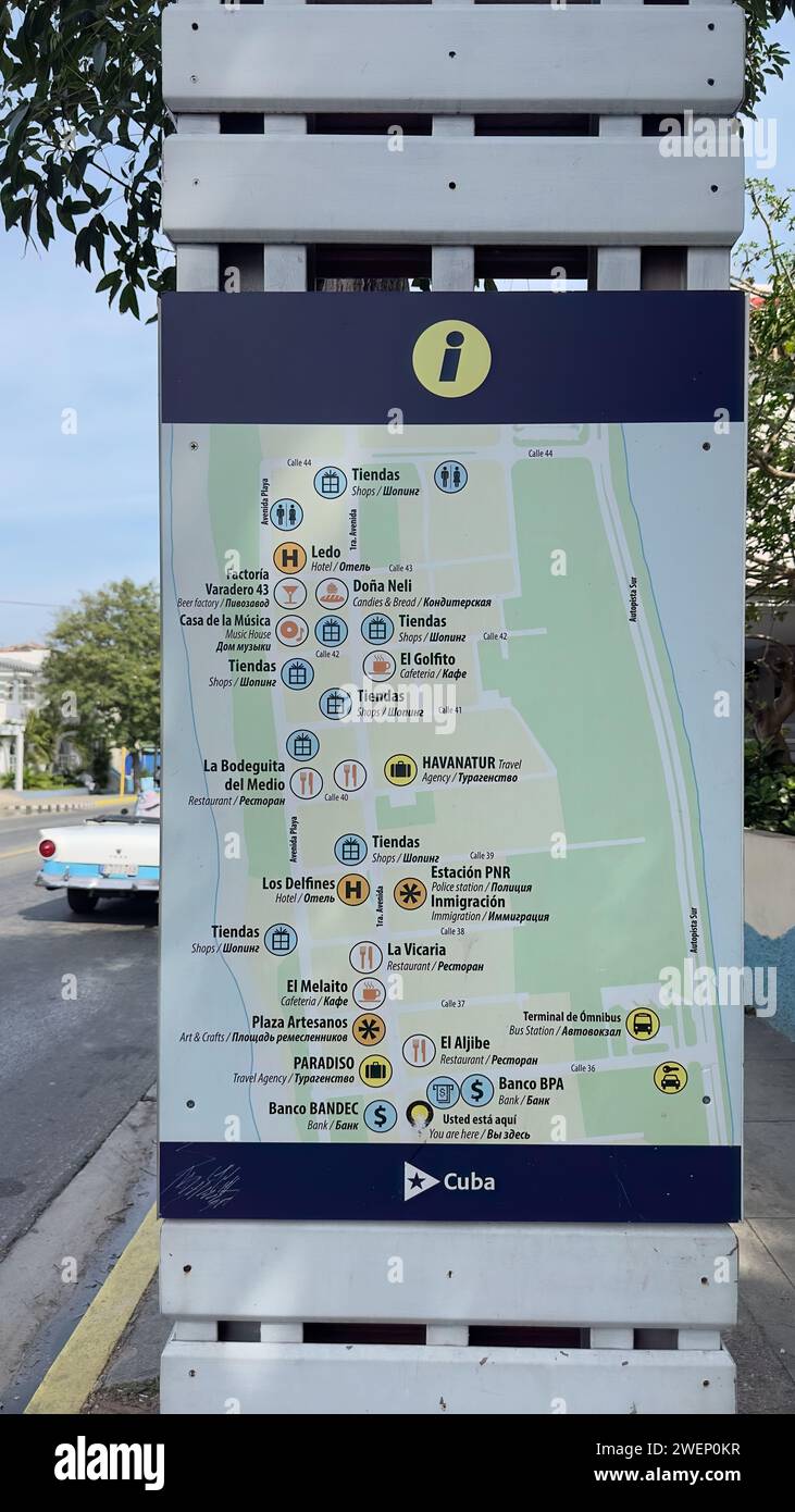 Map with text in Russian language included in Varadero, Cuba Stock ...