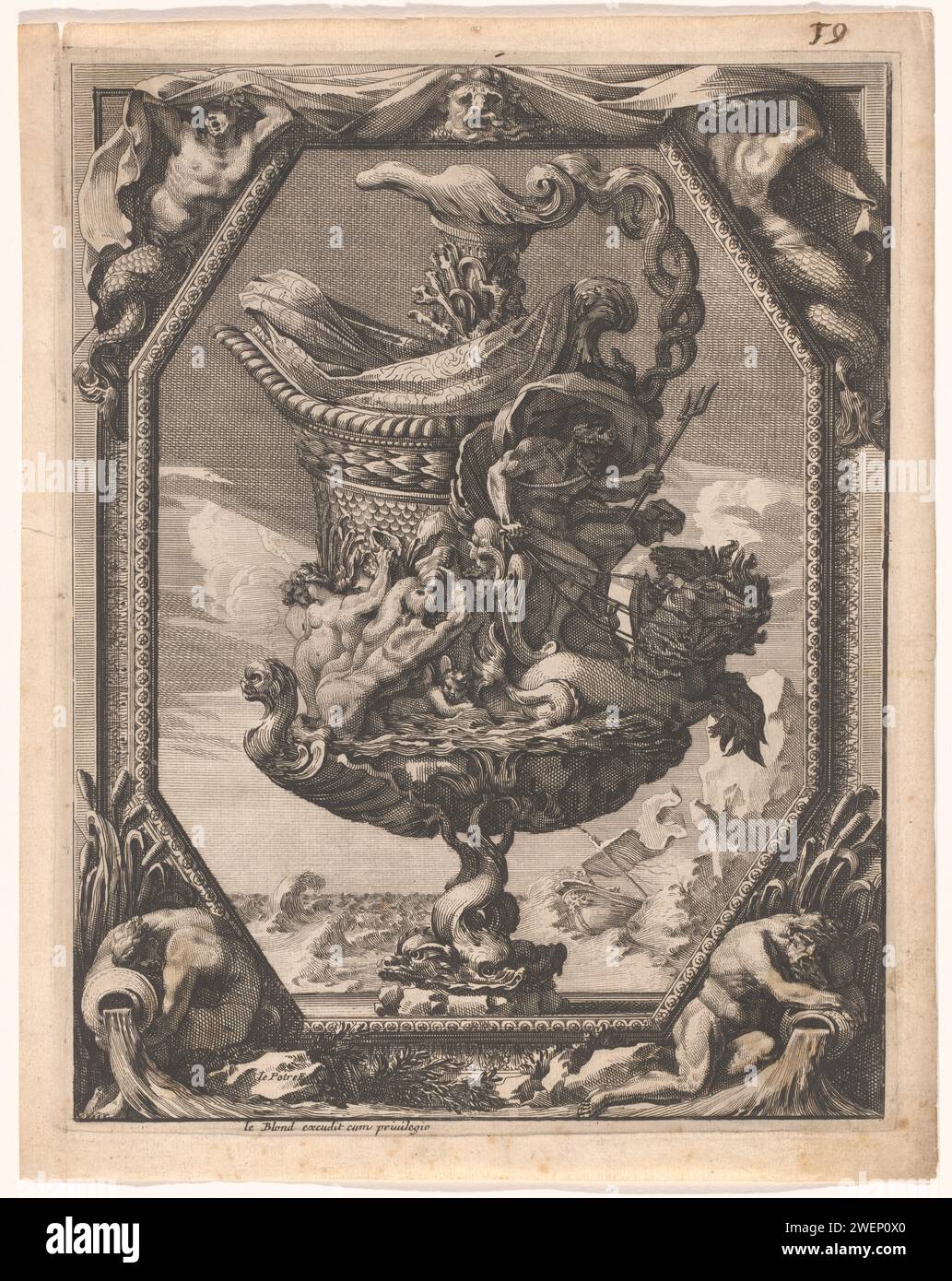 Pass can resting on three dolphins, c. 1650 - c. 1664 print An ...