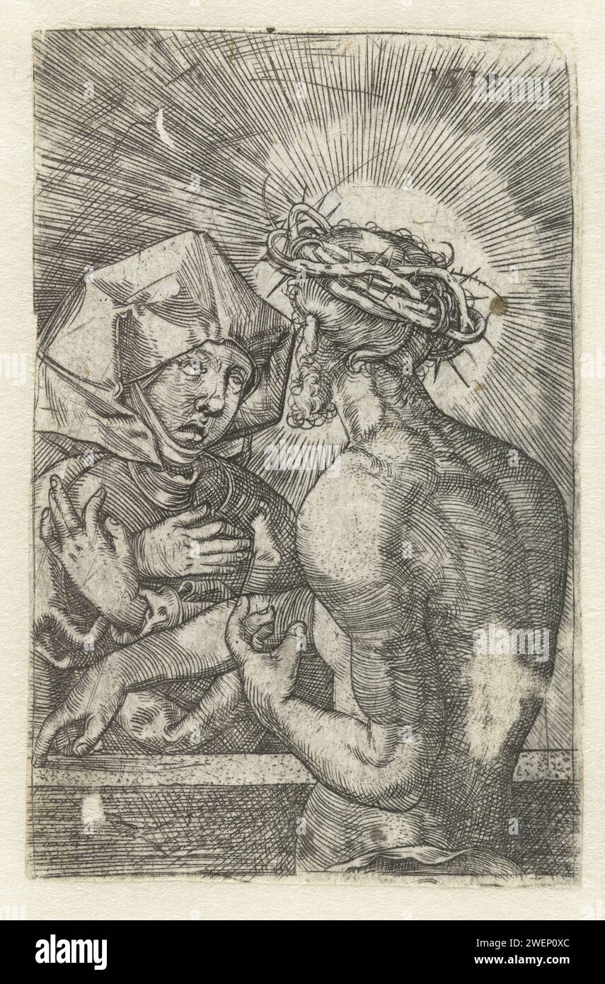 Man Van Smarten, Hans Sebald Beham (Attributed To), 1519 print Christ as a man of sorrows ...