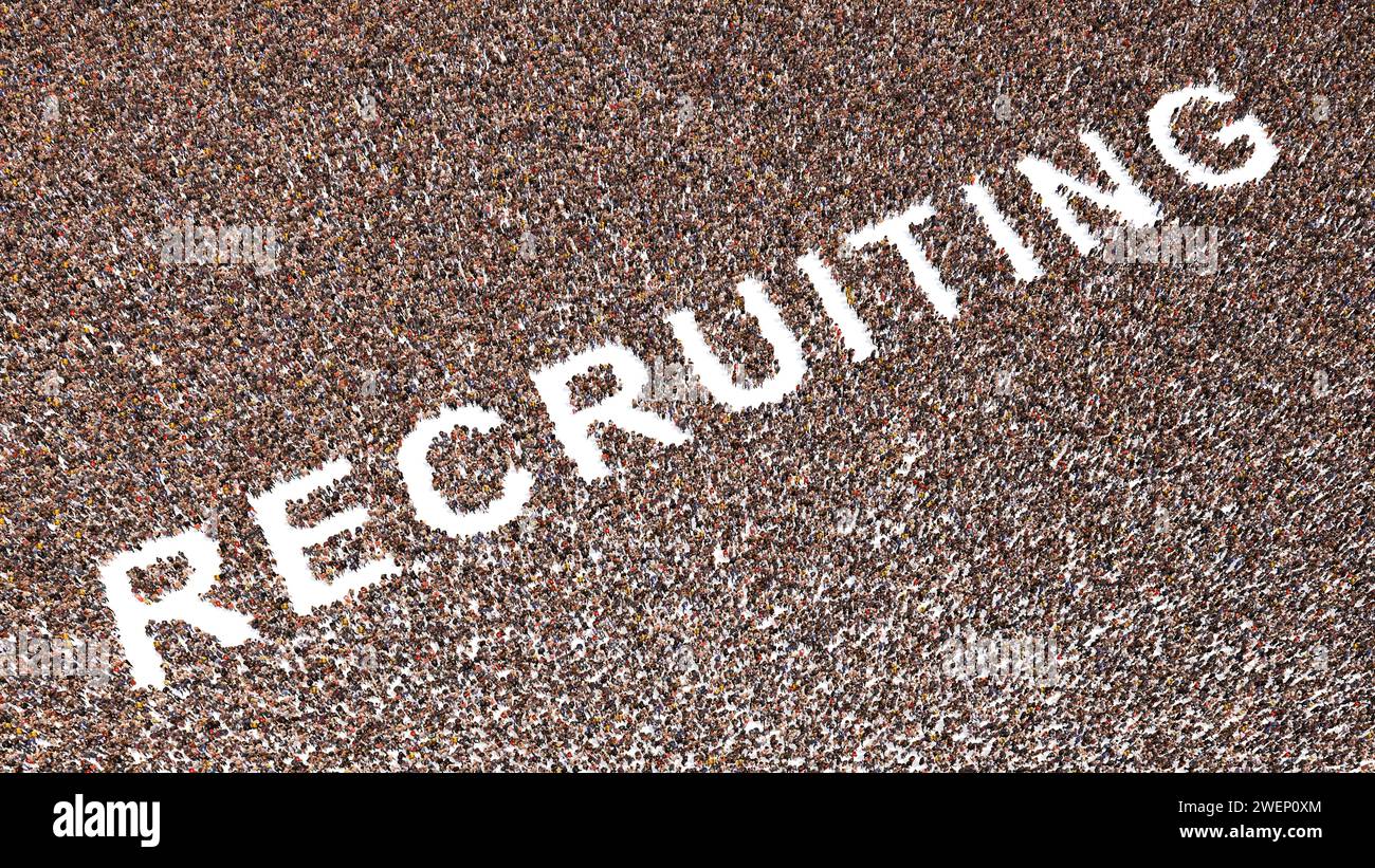 Concept conceptual large community of people forming the word ...