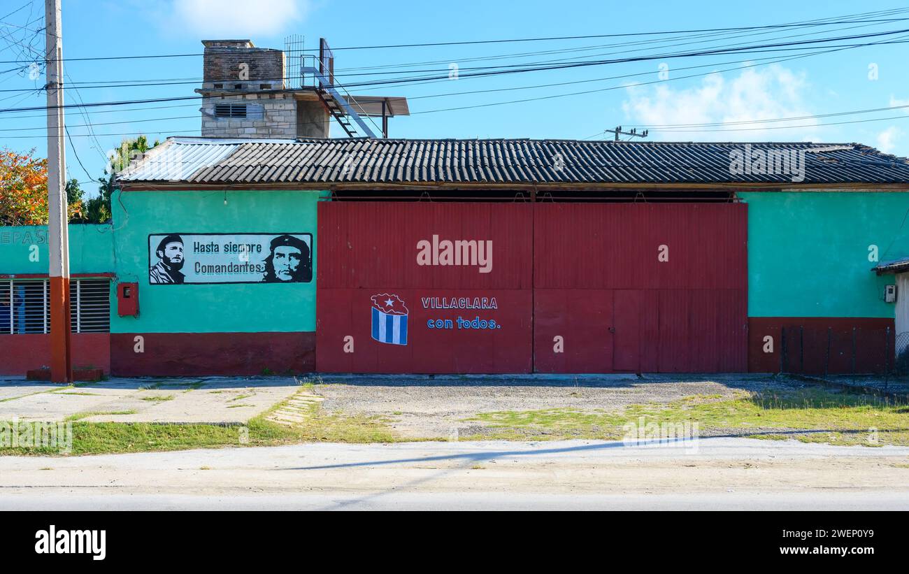 Propaganda signs in government-run enterprise building in Santa Clara ...