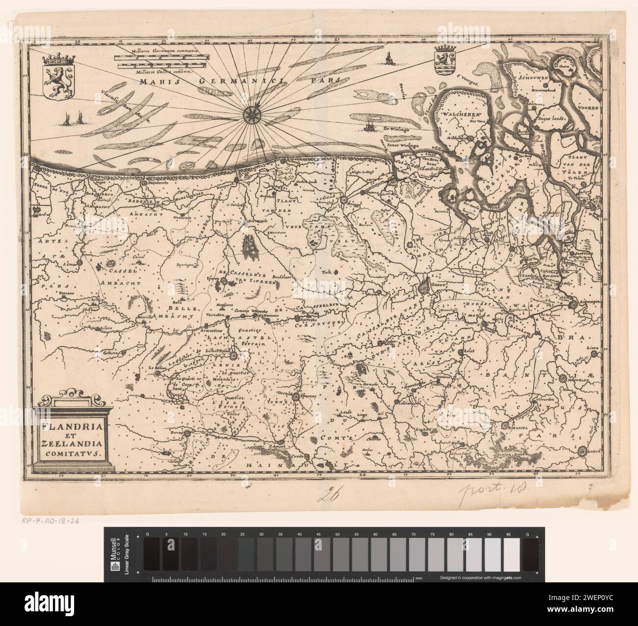 Map of the counties of Flanders and Zeeland, Caspar Merian, 1654 - c ...
