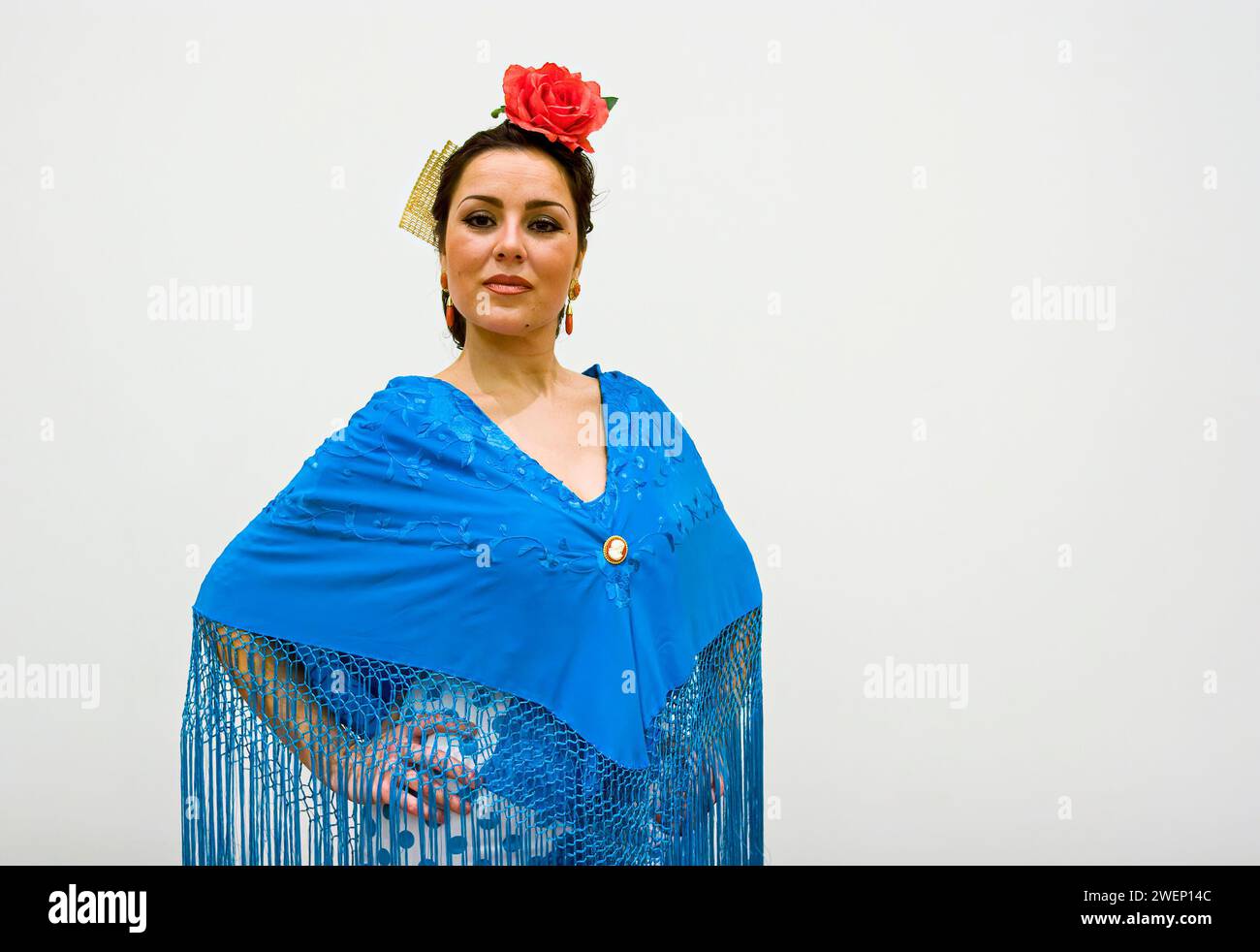 Portrait of the Spanish flamenco singer Anabel Rosado, indoors facing ...