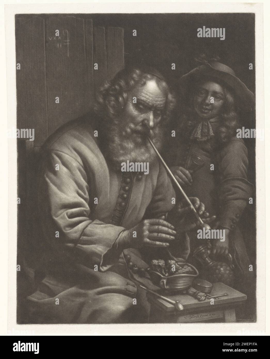 Smoking Old Man warms his hands, Wallerant Vaillant, 1658 - 1677 print ...