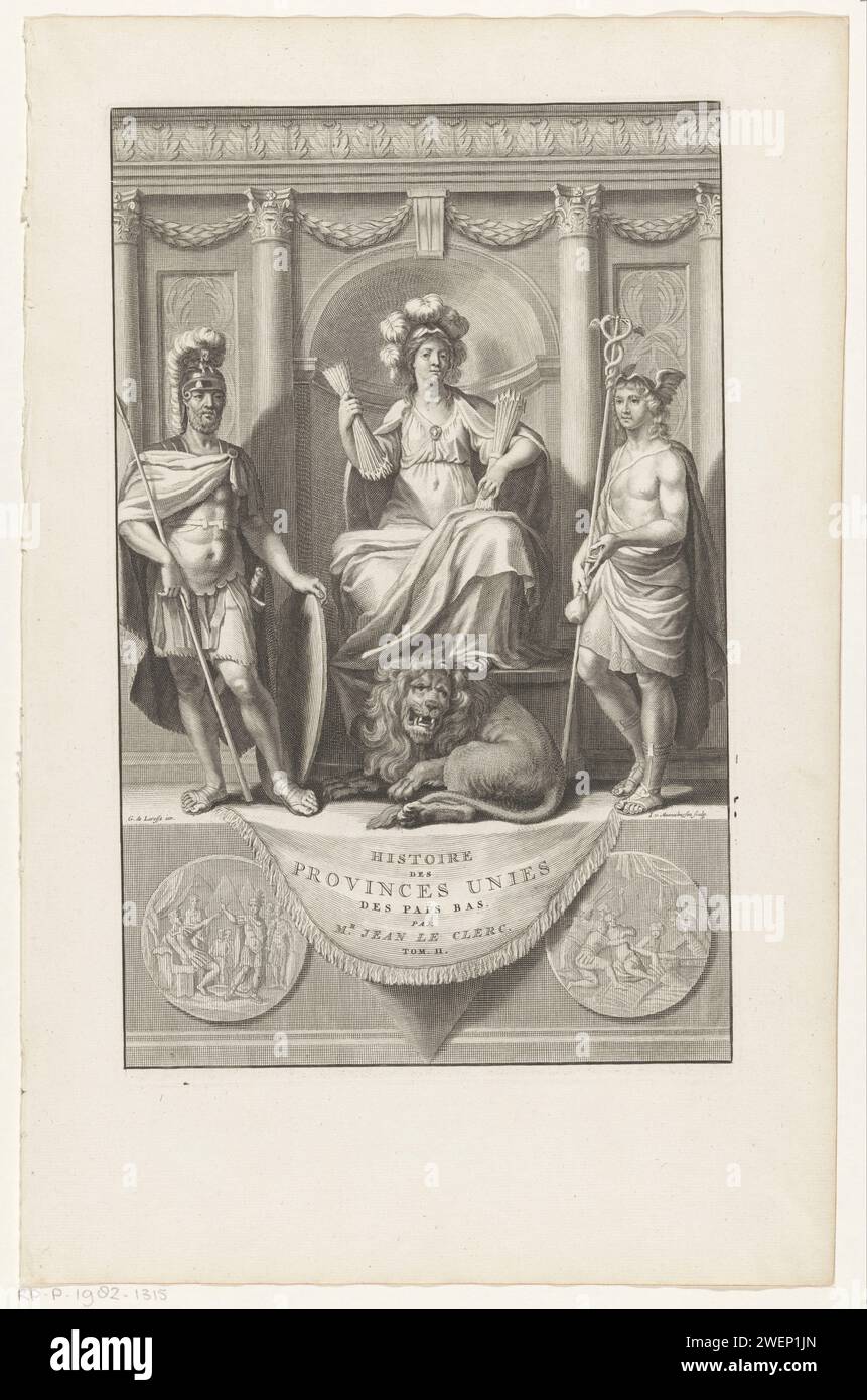 Dutch Virgin flanked by Mars and Mercury, 1730 print Hollandse Virgin ...