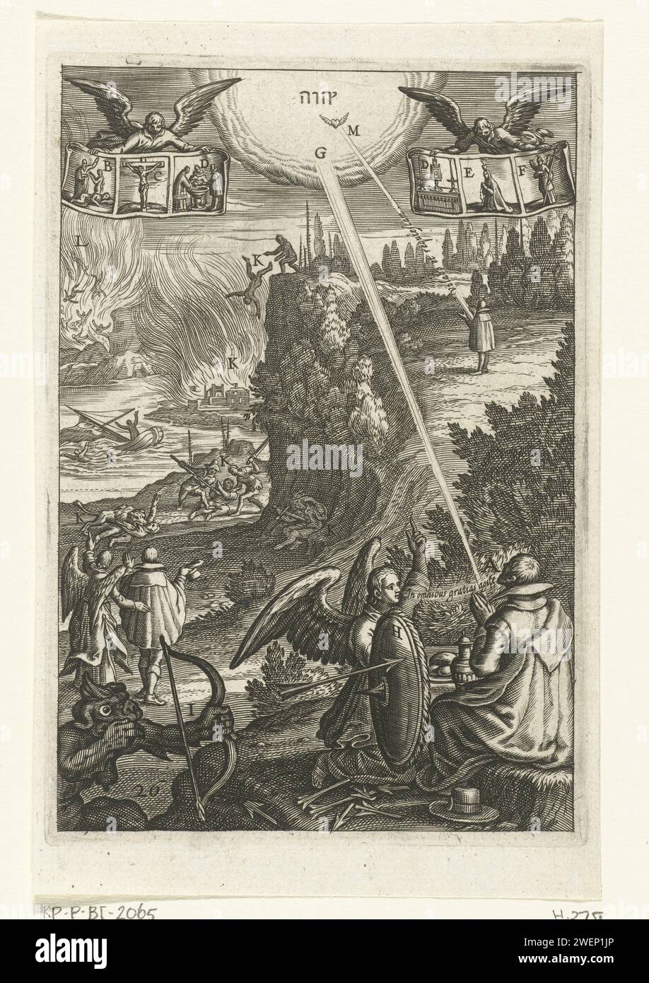 Emblem with man who owes God for all his good deeds, Boëtius Adamsz ...