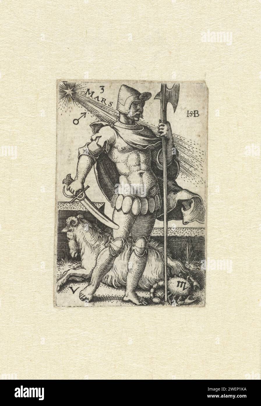 Mars with constellations Ram and Scorpio, Hans Sebald Beham, 1539 print ...