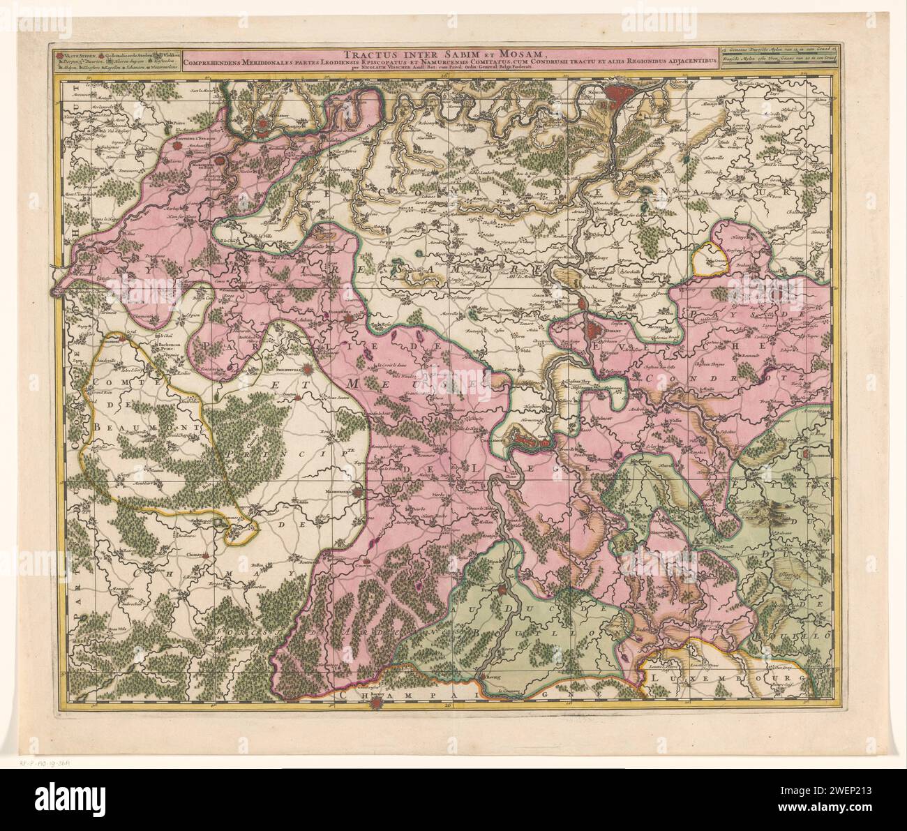 Map of the region between the Sambre and the Maas, Anonymous, 1677 ...
