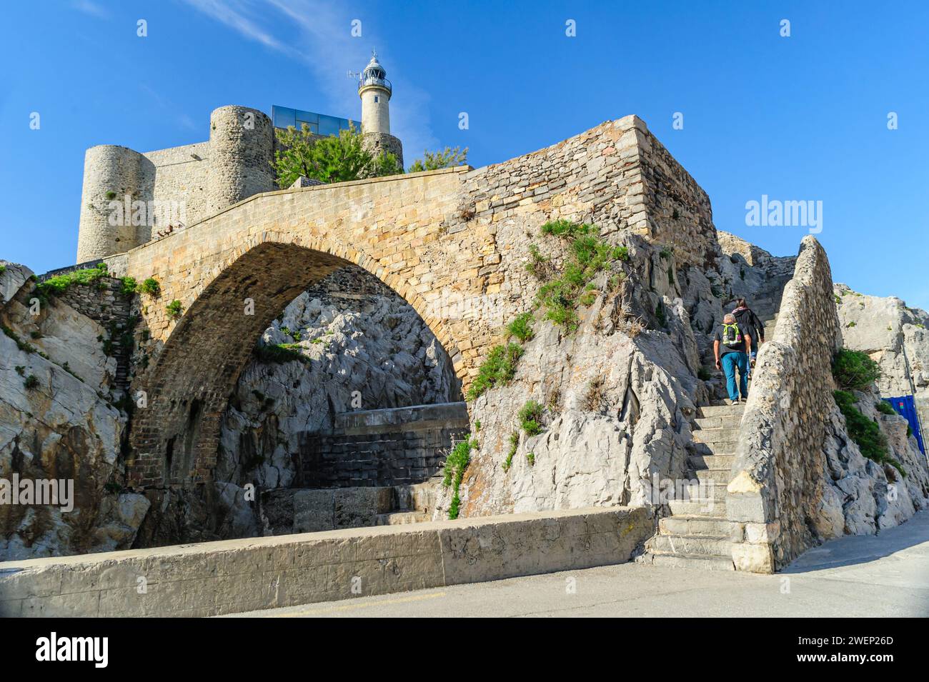 The historic Castro Urdiales lighthouse, part of an ancient castle ...