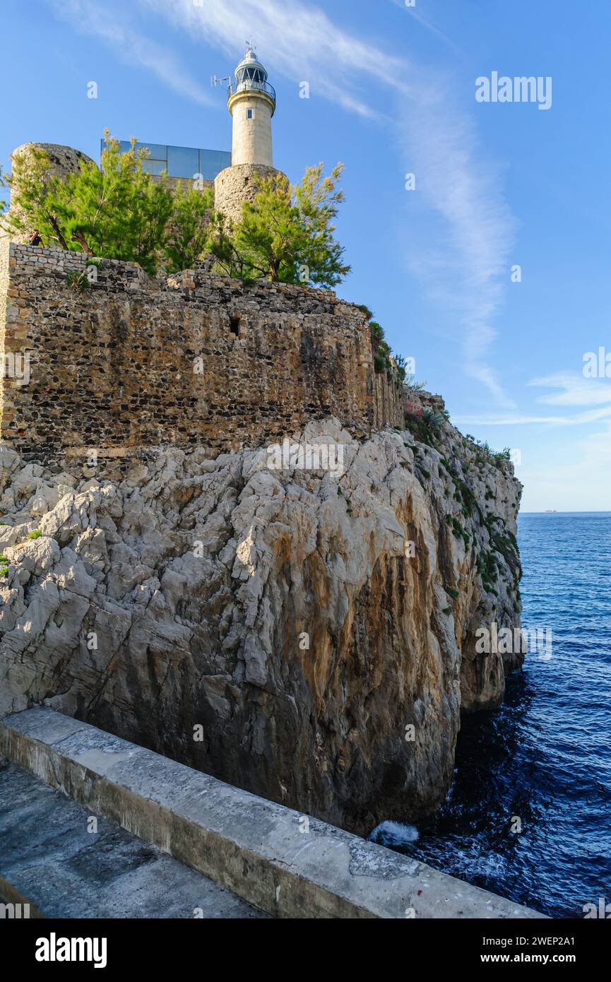 The historic Castro Urdiales lighthouse, part of an ancient castle ...
