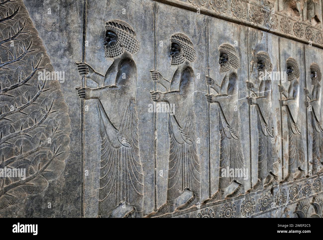 Bas-relief on the Grand Staircase of Apadana Palace depicts members of ...