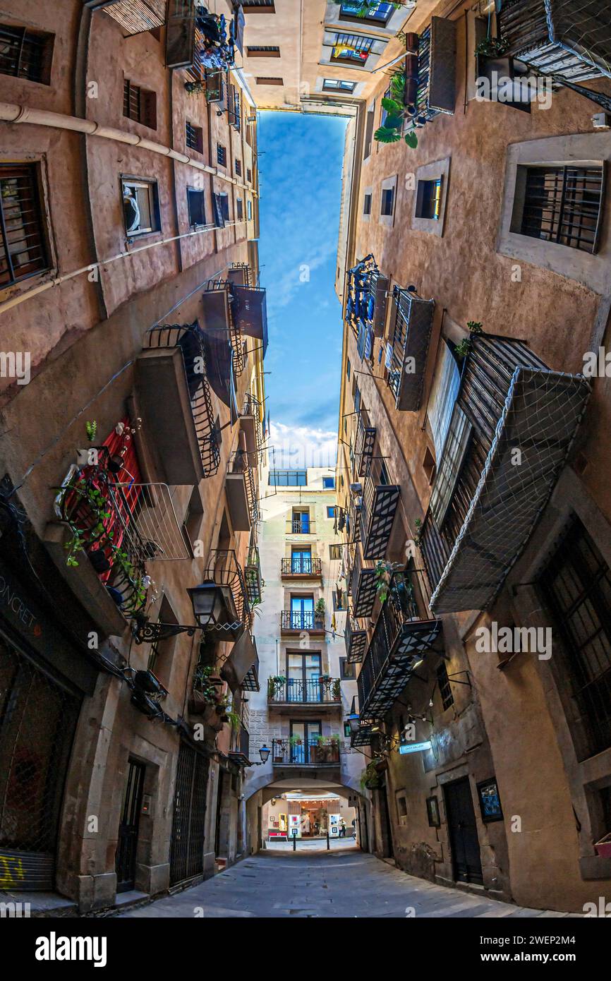 BARCELONA, SPAIN - MARCH 1, 2022: The Gothic Quarter (Catalan: Barri ...