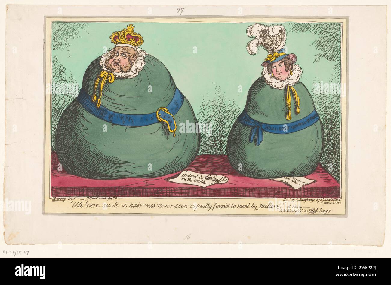 Cartoon on King George IV and Queen Caroline, 1820, 1820 print Cartoon ...