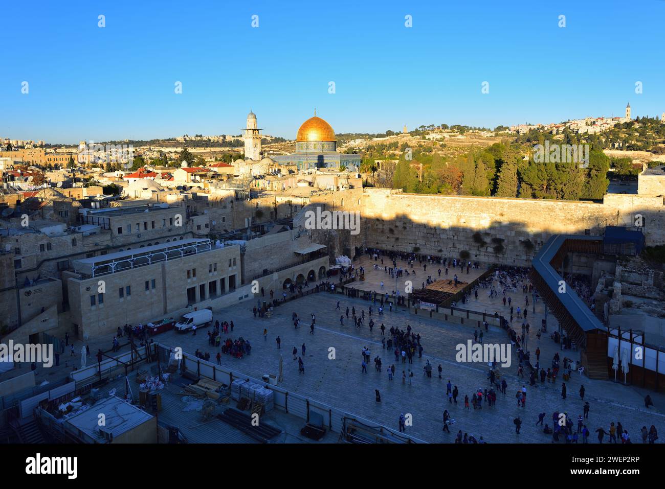 Holy Land of Israel. Jerusalem, Western Wall from birds-eye view Stock ...
