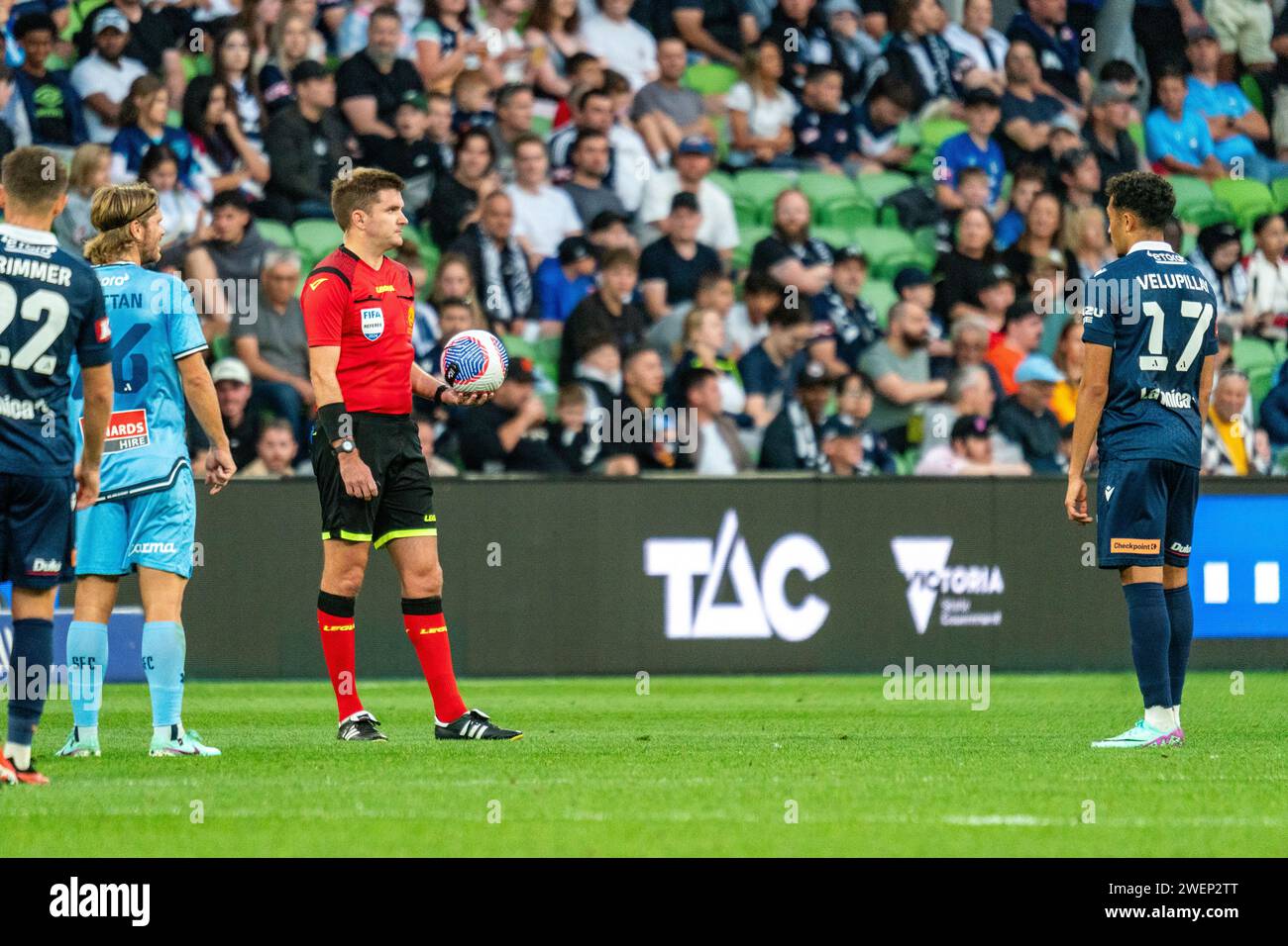 Melbourne, Australia. 26 January, 2024. Match Official Adam Kersey ...