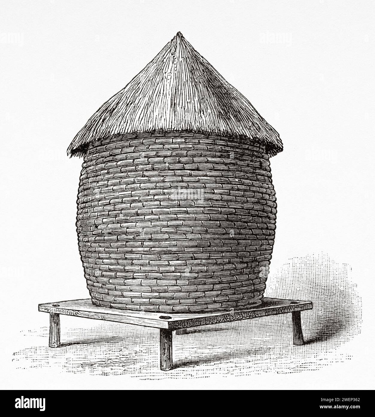 Traditional granary of the Mazamboni people. Africa. Emin Pasha Relief ...