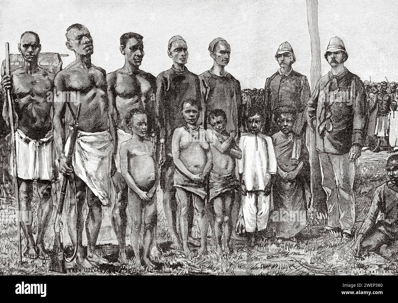 Pygmy natives as compared with English officers, Sudanese and ...