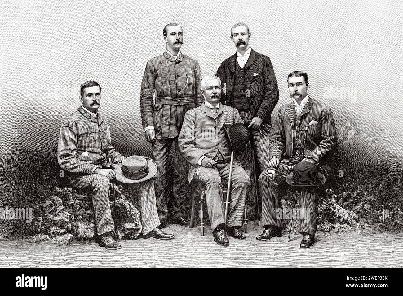 Members of Sir Henry Morton Stanley´s Emin Pasha Relief Expedition ...