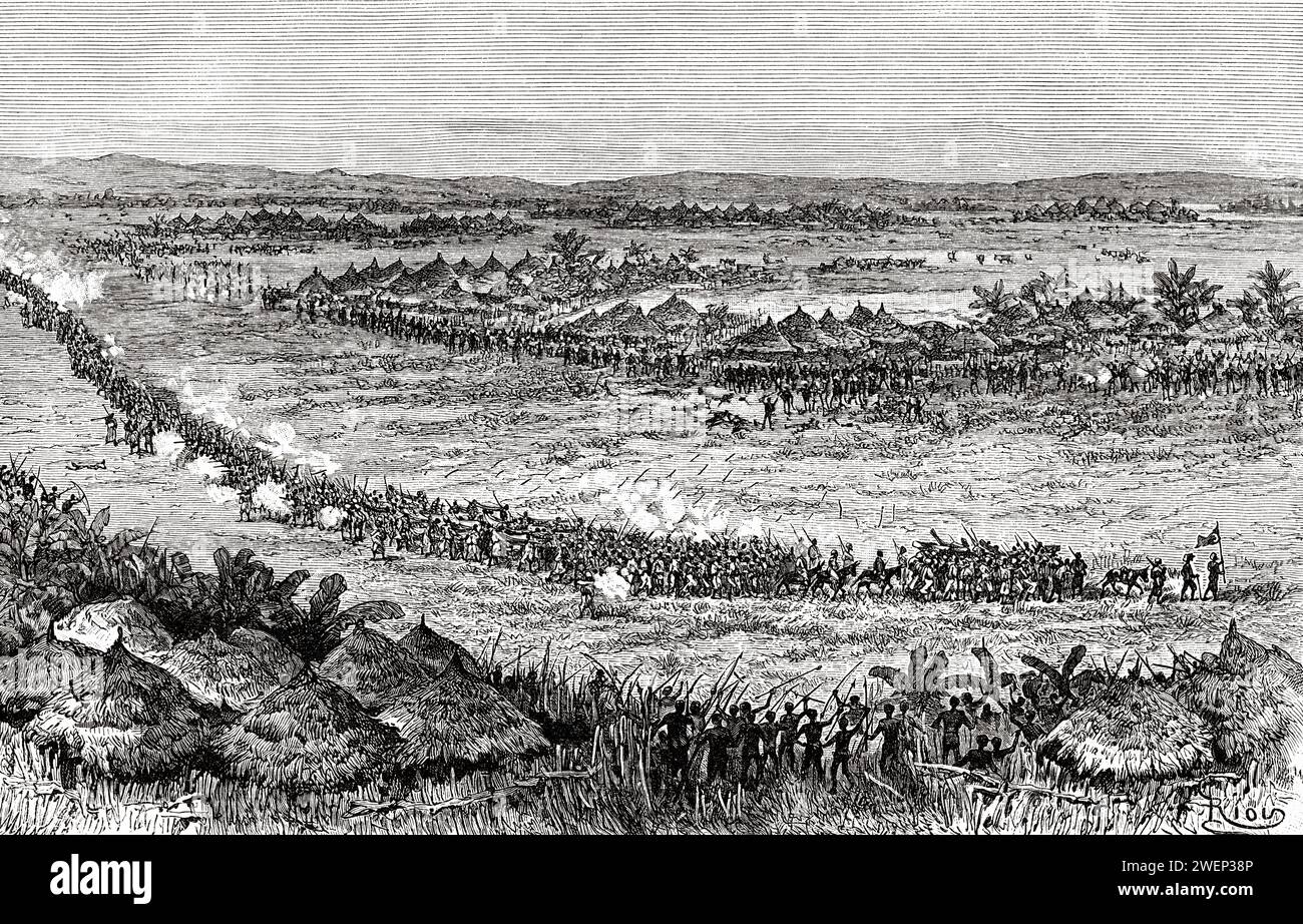 Stanley and his men comes into conflict with natives at Usukuma. Africa ...