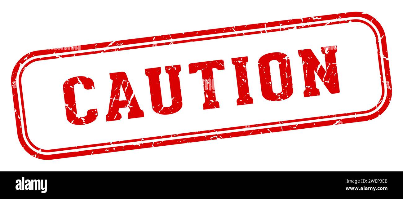 caution stamp. caution rectangular stamp isolated on white background ...