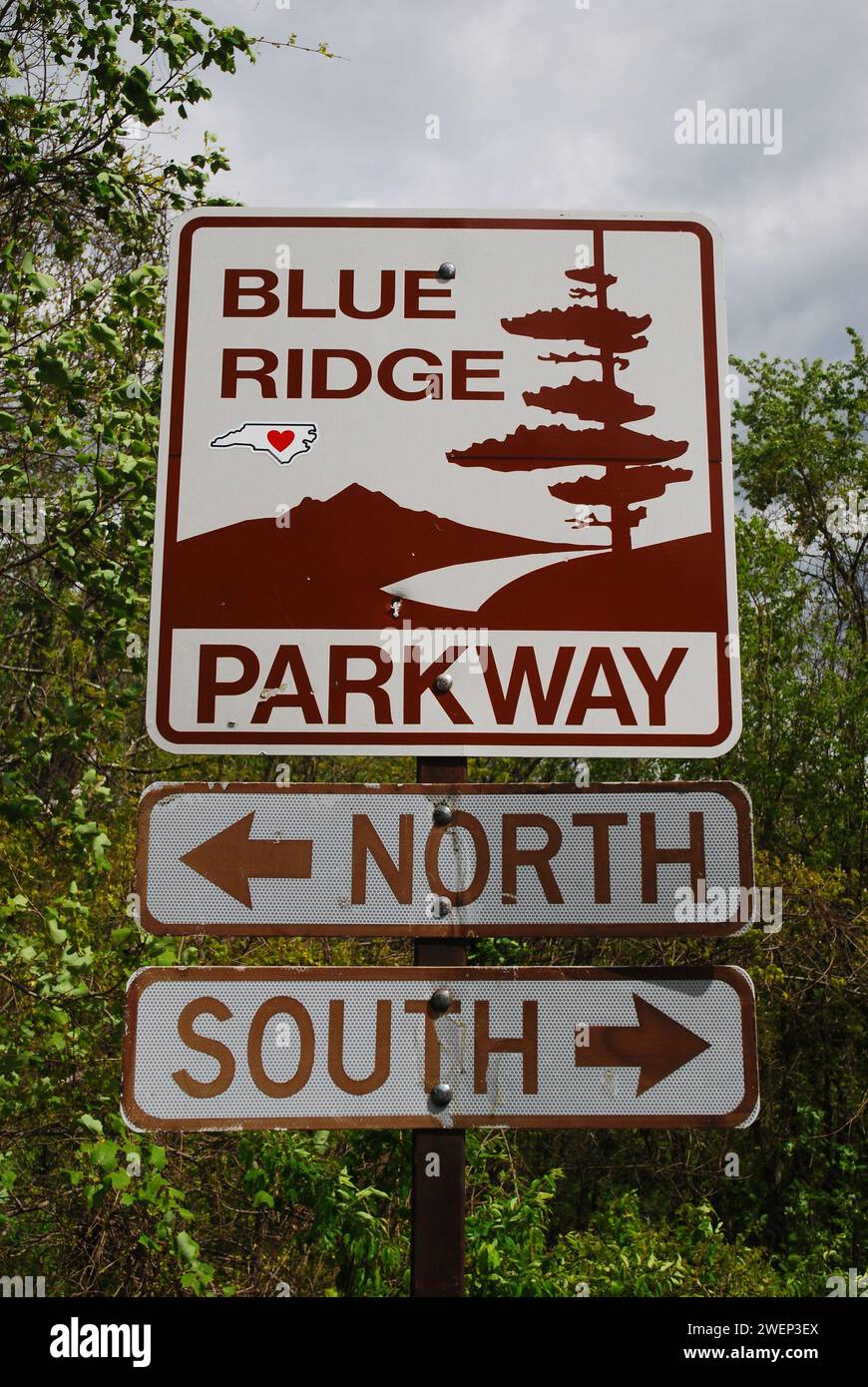 A highway sign near Asheville, North Carolina, hives travelers ...
